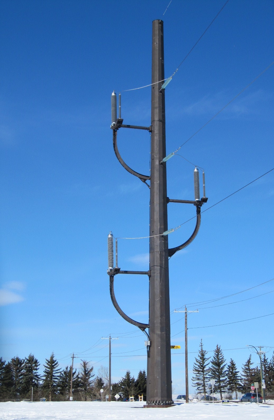 Natina-Enhanced Transmission Poles Along Southwest Calgary Ring Road